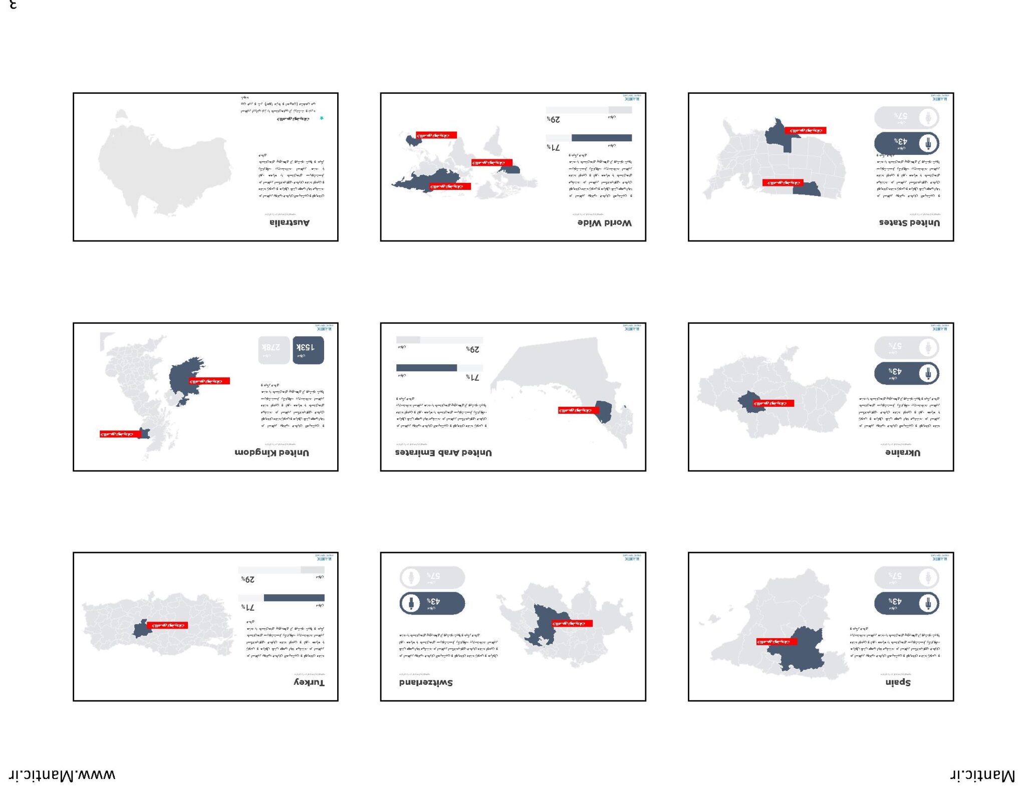 قالب پاورپوینت نقشه کشورهای جهان - بیش از 50 اسلاید قابل ویرایش - مانتیک